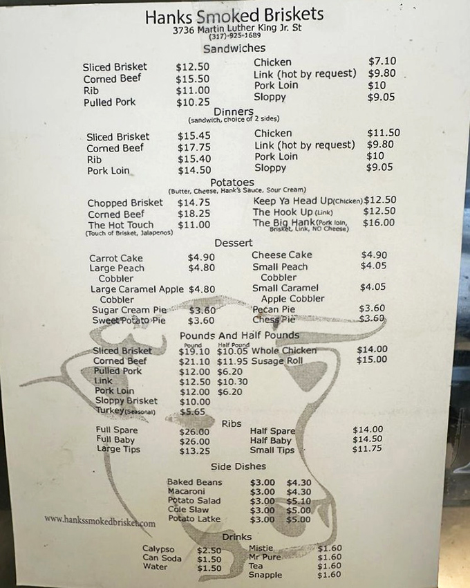 A menu that reads like barbecue poetry – straightforward offerings with intriguing names like "Keep Ya Head Up" and "The Big Hank."