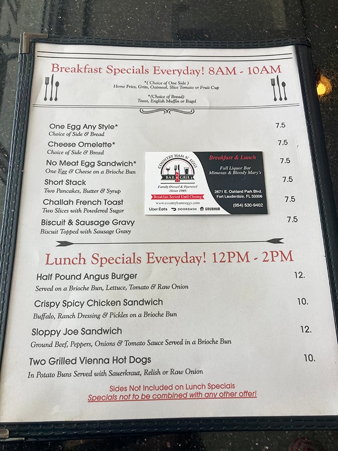 This menu reads like a love letter to breakfast classics. No molecular gastronomy here&mdash;just the comfort food your soul craves.