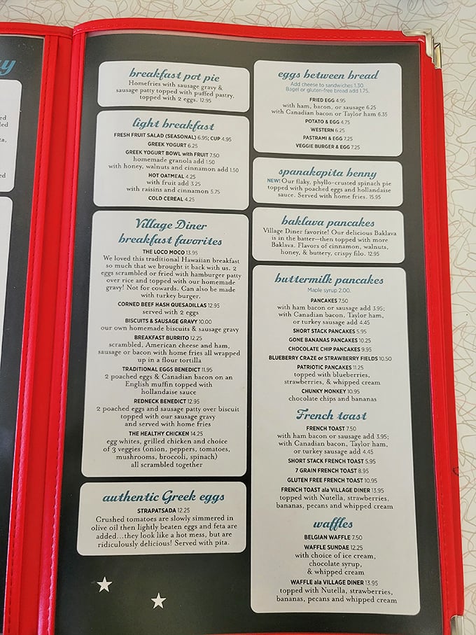 This menu isn't just a list of food&mdash;it's a roadmap to happiness. The "Spanakopita Kenny" and "Baklava Pancakes" prove this isn't your ordinary greasy spoon.