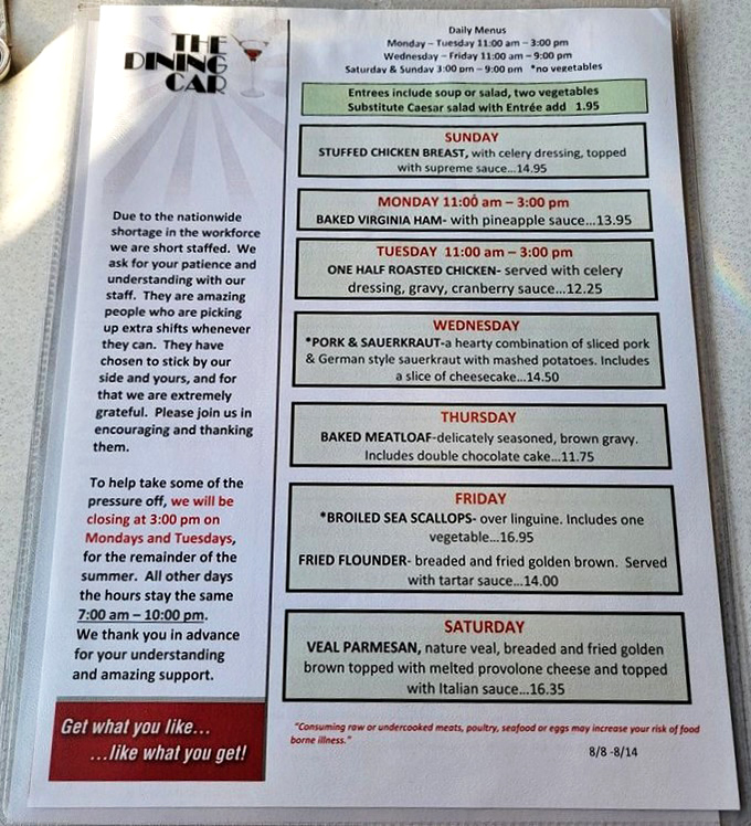 Daily specials that read like a comfort food calendar&mdash;each day bringing a new reason to abandon any thoughts of cooking at home.