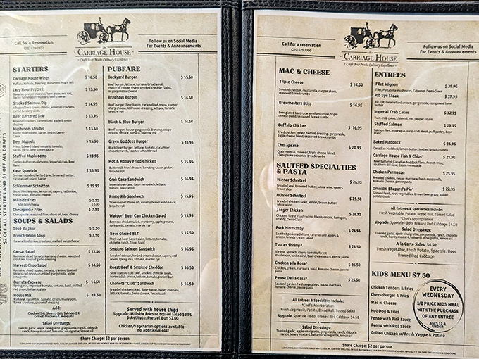 A menu that reads like a love letter to comfort food classics, with prime rib as the undisputed heavyweight champion.