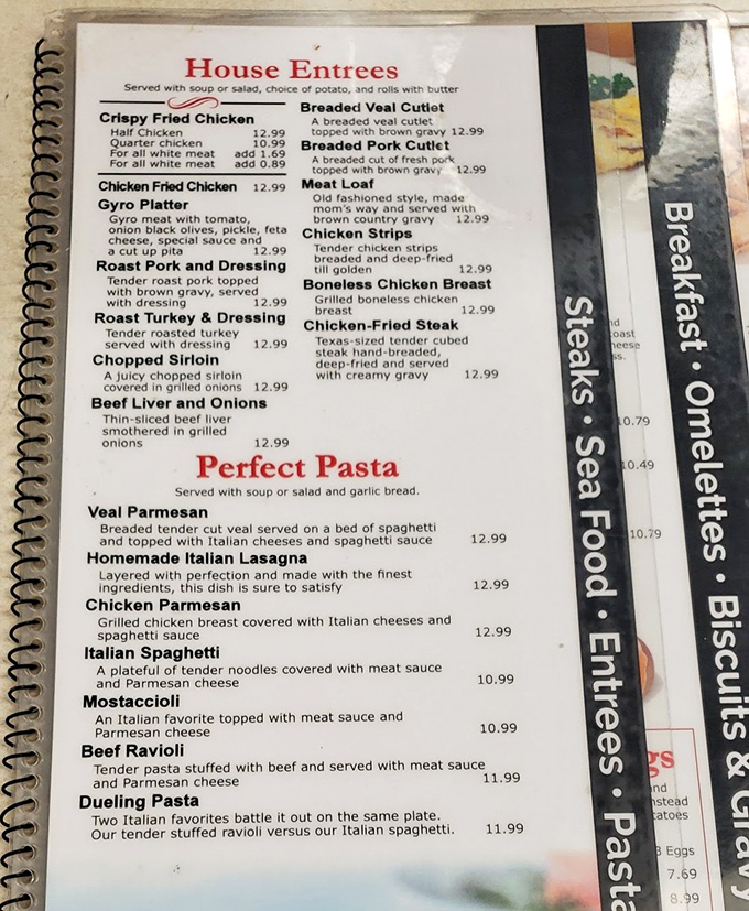 A menu that reads like a love letter to American comfort food. Each item promises the kind of satisfaction money usually can't buy.