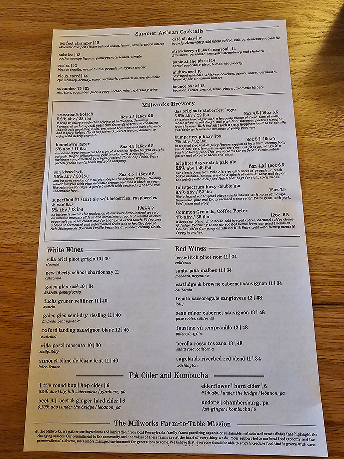 A menu that reads like a love letter to Pennsylvania's farms and breweries. Decision paralysis has never been so delicious.