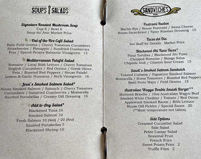 A menu that reads like a love letter to local ingredients. That mushroom soup isn't just listed first by accident, folks.