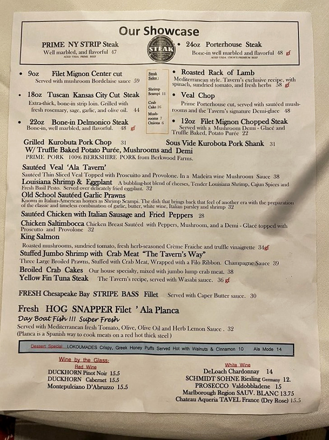 This menu isn't just a list&mdash;it's a roadmap to happiness. Each description promises a journey worth taking, especially that 24oz Porterhouse calling your name.