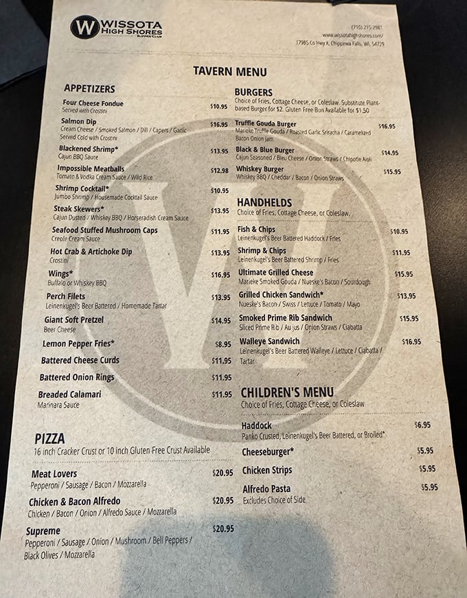 This menu isn't just a list of options&mdash;it's a roadmap to happiness. The tavern offerings alone could sustain a small village of hungry Wisconsinites.
