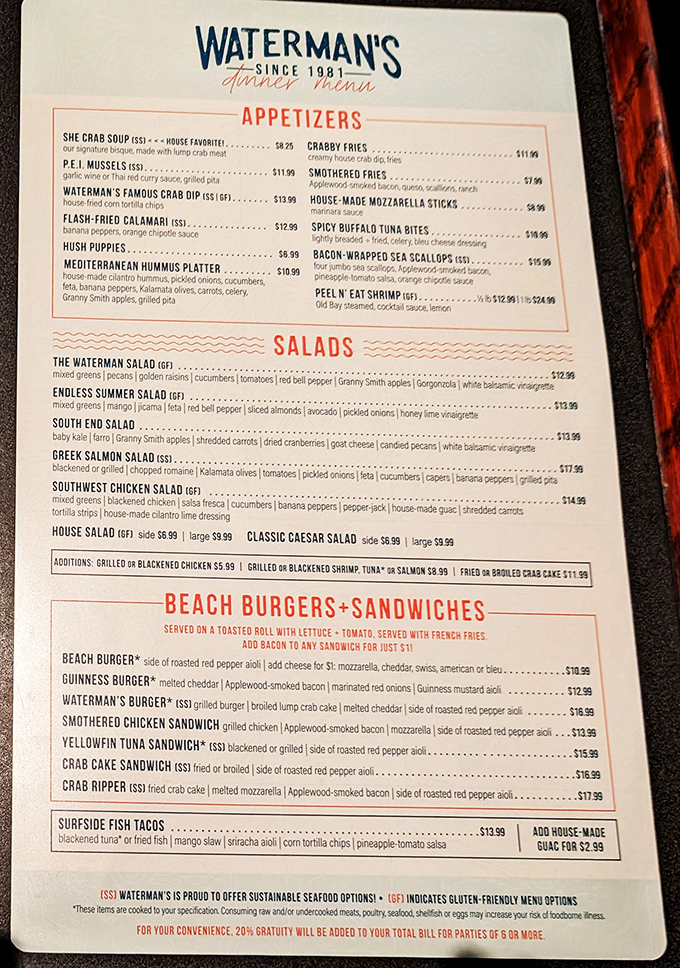 The menu reads like a love letter to the ocean, with each dish promising a different kind of maritime romance.