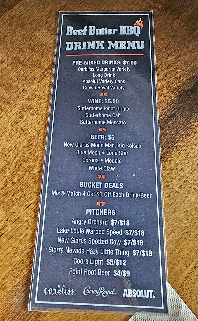 A drink menu that understands its role &ndash; supporting the magnificent meat with local brews like New Glarus and cocktails that cut through the richness perfectly.