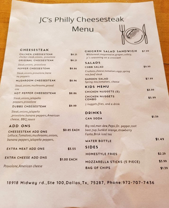 A menu of possibilities that won't break the bank. Each line represents a different path to happiness, with the Dubbs Cheesesteak calling my name.