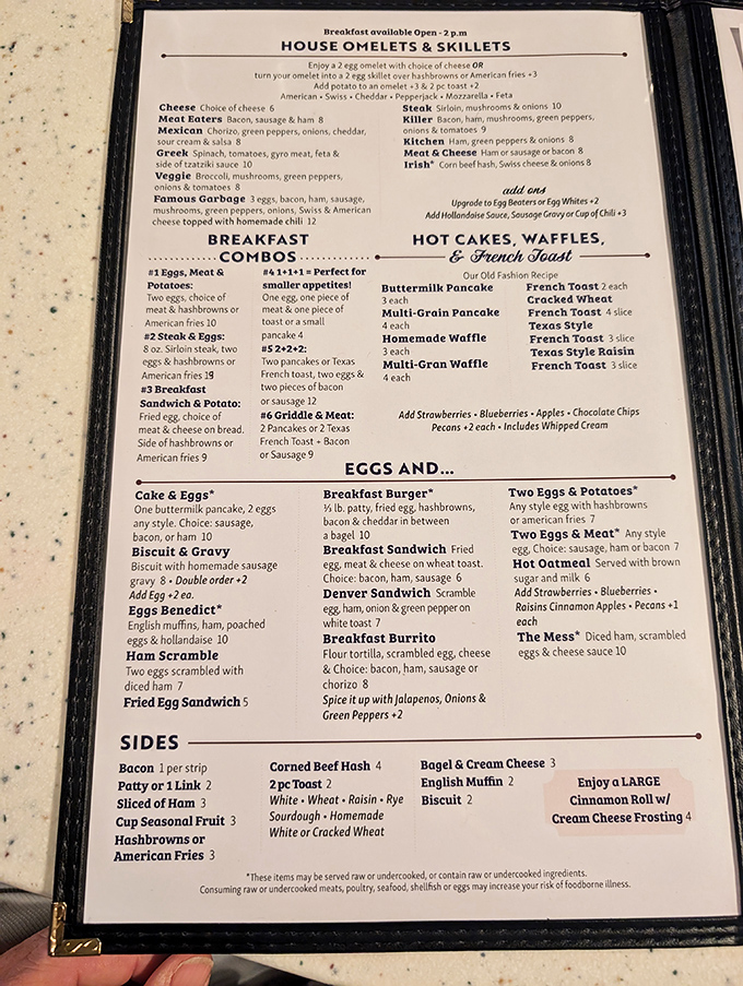 This menu isn't trying to impress you with fancy terminology&mdash;it's promising honest-to-goodness breakfast perfection with options that'll make decision-making deliciously difficult.