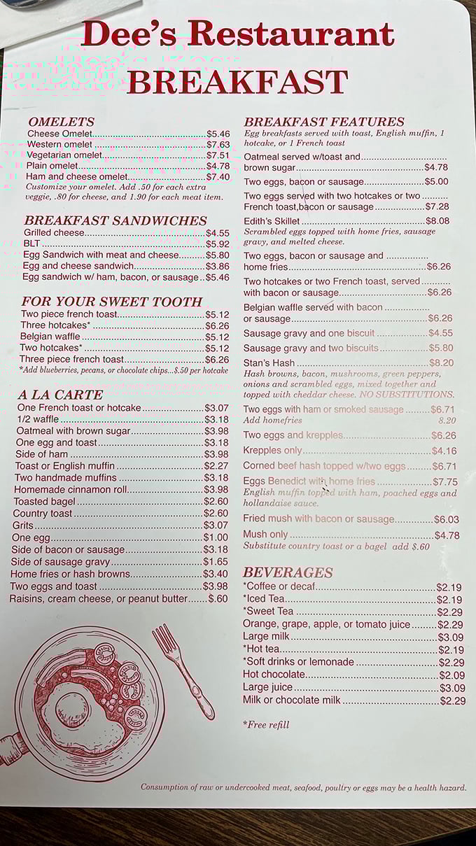 A menu that reads like a breakfast lover's manifesto &ndash; simple, straightforward, and promising satisfaction without pretension.