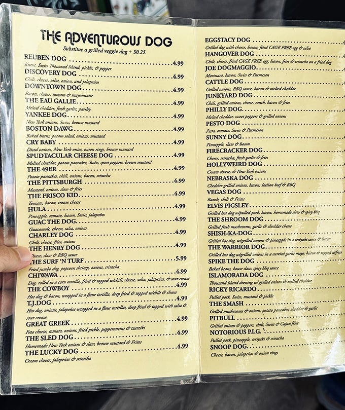 The menu reads like a passport to hot dog heaven &ndash; each creation more tempting than the last, making decisions deliciously difficult.