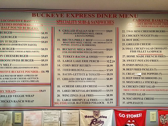 The menu reads like a love letter to American comfort food, with everything from the Locomotive Burger to deep-fried pickles. 