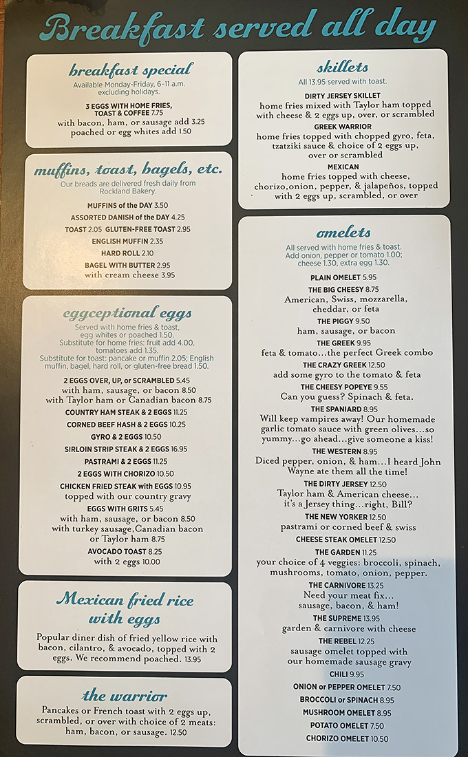 The menu reads like a love letter to breakfast, with "eggceptional eggs" and omelets that have achieved local legend status.