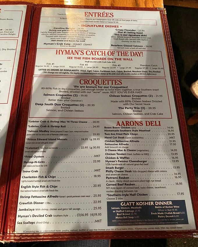 The menu at Hyman's reads like a love letter to seafood, with everything from their famous croquettes to that legendary lobster roll.