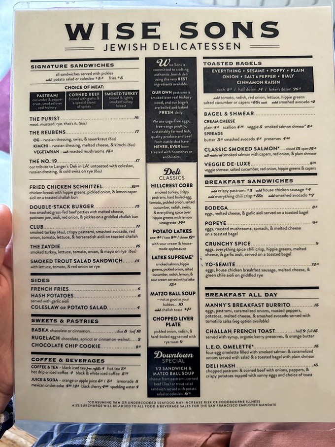 This menu isn't just a list of food &ndash; it's a roadmap to happiness, with pastrami as your trusty guide.