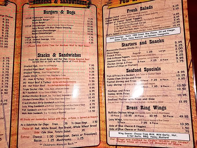 A menu that doesn't need fancy fonts or flowery descriptions—just the straightforward promise of honest-to-goodness food that's kept locals coming back for decades.