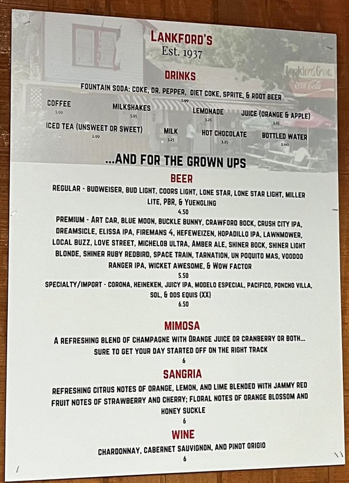 This isn't just a menu&mdash;it's a roadmap to happiness. Notice how "Grown Ups" get their own special section? Pure genius.