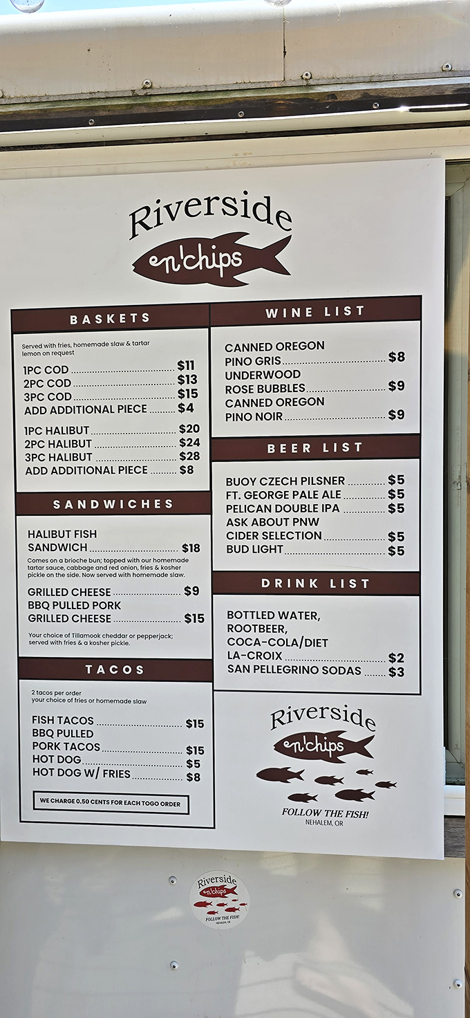 A menu that cuts right to the chase&mdash;fish, chips, and happiness, with no unnecessary frills to distract from the main event.