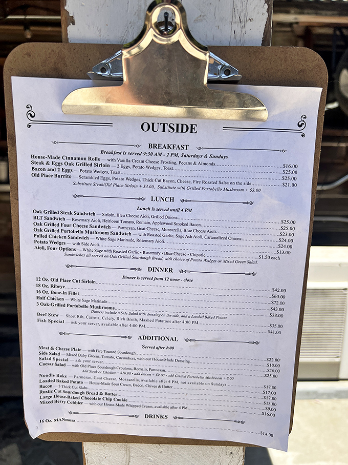 This isn't just a menu; it's a declaration that simplicity done right trumps fancy flourishes every time. Oak-grilled everything? Yes, please.