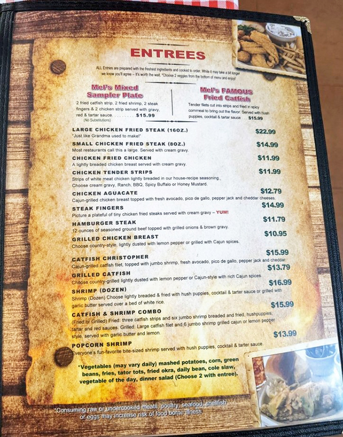 This menu isn't just a list of dishes&mdash;it's a roadmap to comfort food nirvana. The "Catfish Christopher" alone is worth the drive.