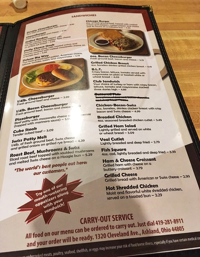 A menu that reads like comfort food poetry - each item promising the kind of satisfaction that modern fusion restaurants can only dream about.