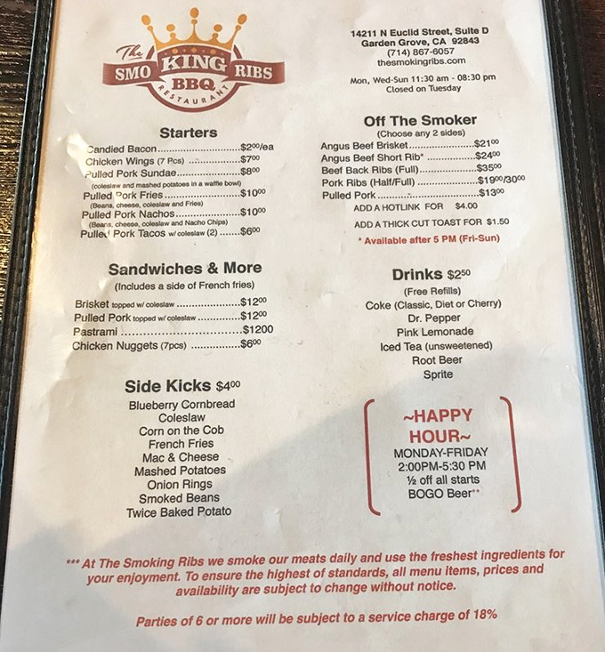 A menu that reads like BBQ poetry&mdash;candied bacon, Angus brisket, and blueberry cornbread. The hardest part isn't choosing what to order, but what to order first.