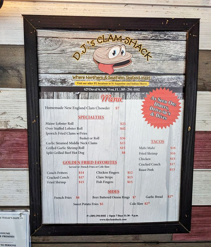 The menu board at DJ's reads like poetry to seafood lovers. "World Famous Lobster Roll" isn't just marketing&mdash;it's a promise.