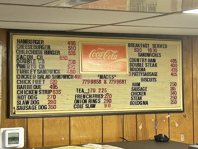 This vintage menu board is the culinary equivalent of a greatest hits album &ndash; no frills, just the classics that keep people coming back.