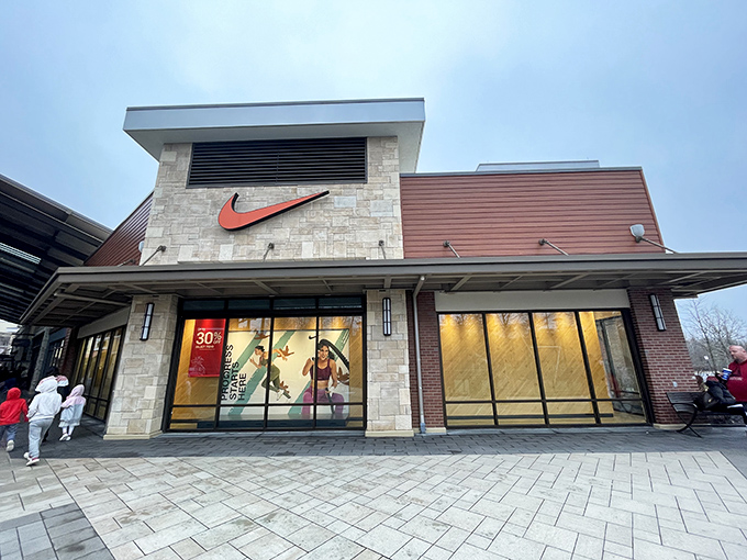 The iconic swoosh beckons like a retail lighthouse, promising athletic gear that makes you look good even when you're just walking to the fridge.