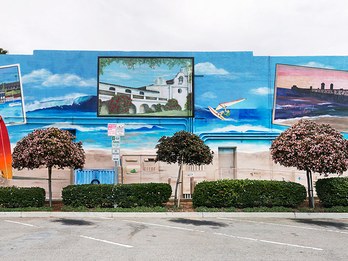 Local art tells Oceanside's story in vivid blues and coastal imagery. These murals transform ordinary walls into windows to the city's soul and surfing heritage.