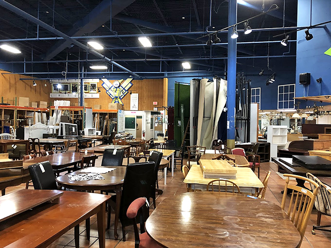 This furniture section isn't just pre-loved—it's waiting for its second act, like actors between Broadway shows.