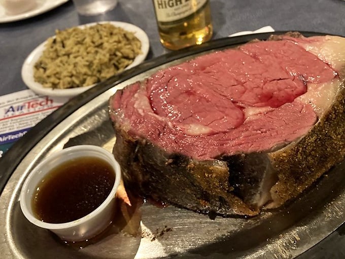 Behold the star of the show &ndash; prime rib so perfectly pink it could make a vegetarian weep, accompanied by its faithful sidekicks: jus and wild rice.