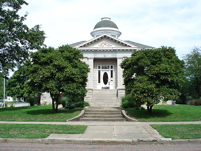 Arcola's Public Library stands as a testament to small-town grandeur with its neoclassical design and domed roof&mdash;Carnegie would be proud of how his legacy continues.