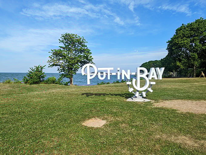 Put-in-Bay's iconic sign proves that sometimes the best destinations come with the most wonderfully quirky names.
