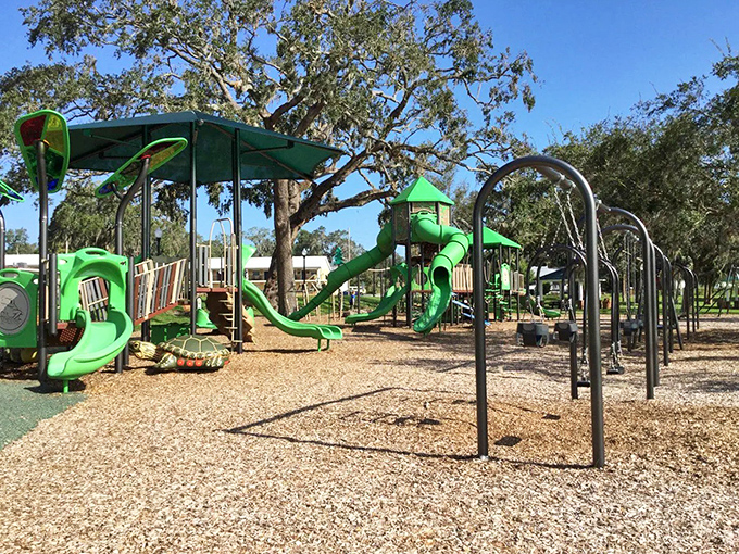 The kids' playground at Rogers Park proves retirement towns aren't just for grandparents&mdash;they're for grandkids' visits too!