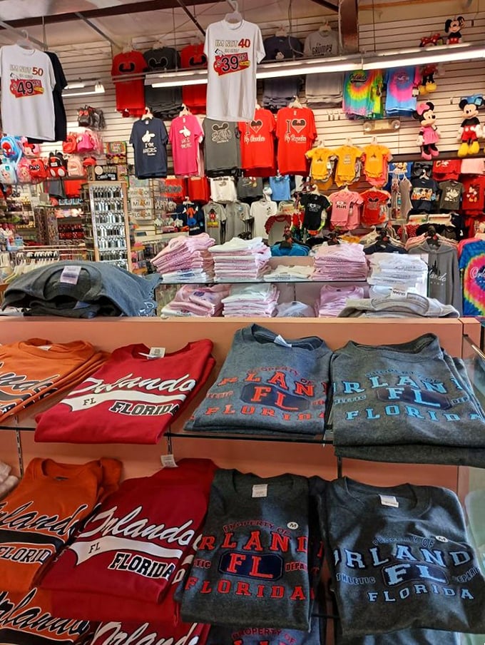 Florida pride on full display! These colorful t-shirts let visitors take home a piece of sunshine without the sunburn.