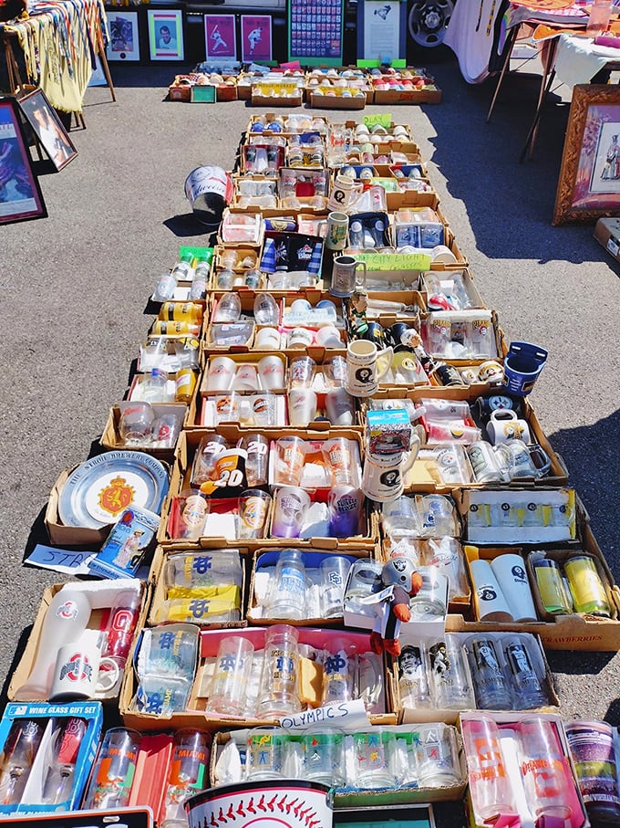 Nostalgia organized in cardboard boxes. Each glass and mug holds someone's memories&mdash;and possibly your next favorite conversation piece.