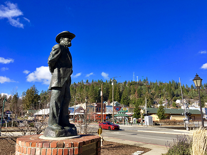 Standing sentinel over Main Street, this statue reminds visitors that history isn't just in museums&mdash;it's woven into the very fabric of Colfax.