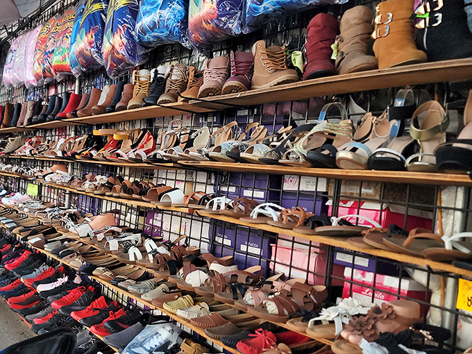 Shoe paradise! From cowboy boots to sneakers, this footwear wonderland would make Imelda Marcos reconsider her life choices.