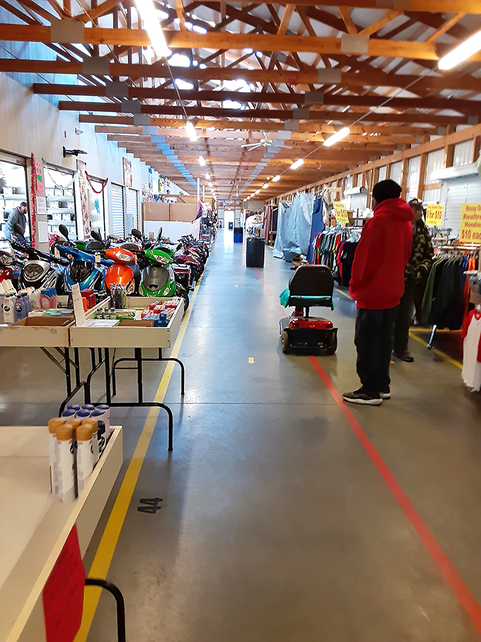 Every aisle tells a different story. This one features everything from vintage toys to clothing, proving one person's clutter is another's collection.