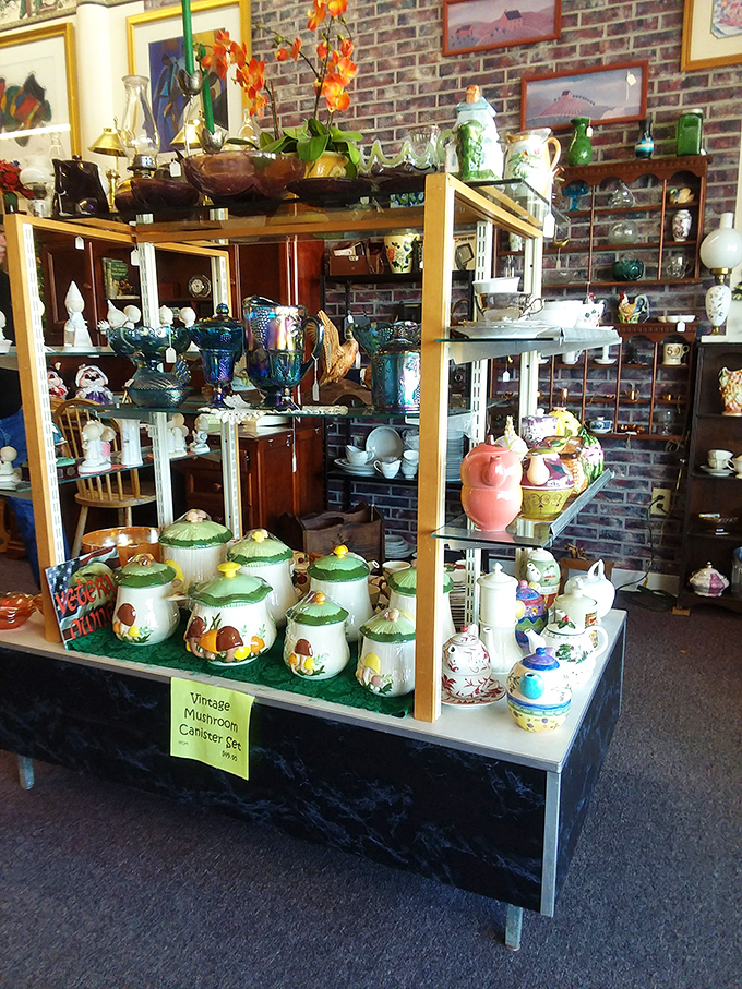 These vintage mushroom canisters aren't just kitchen storage—they're time capsules from when avocado green ruled supreme and fondue was king.