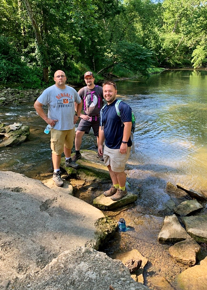 The Little Miami River provides the perfect backdrop for hikers taking a well-earned break. Nature's version of the office water cooler.