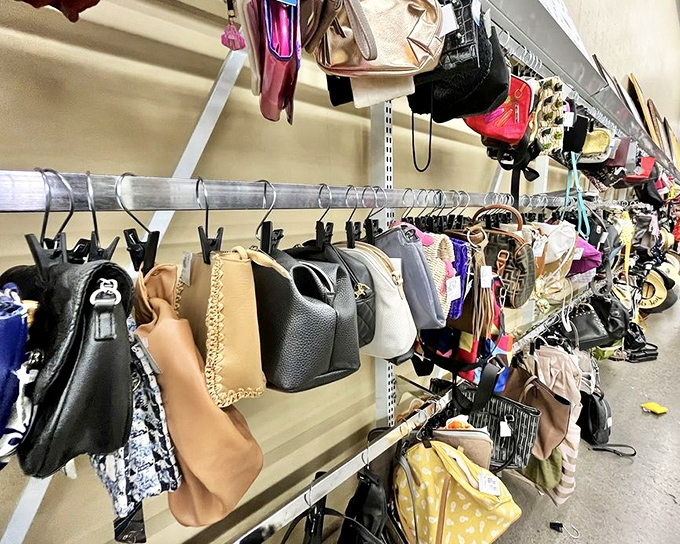 Handbag heaven or purse purgatory? This colorful lineup of second-chance accessories proves one shopper's castoff is another's fashion statement waiting to happen.
