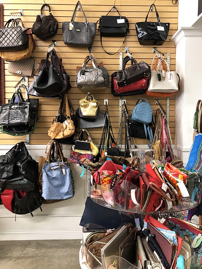 The handbag wall&mdash;where designer dreams come true without the nightmare credit card statements that usually follow.