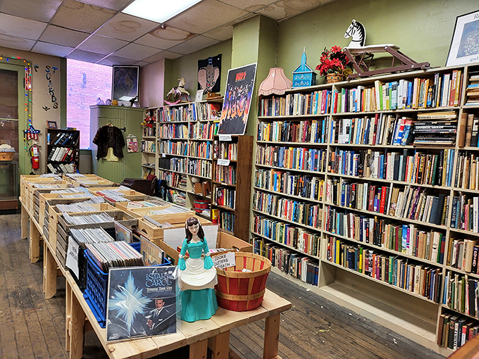 A bibliophile's dream come true&mdash;where vintage vinyl meets rare books, and you'll swear you can smell the stories waiting to be rediscovered.