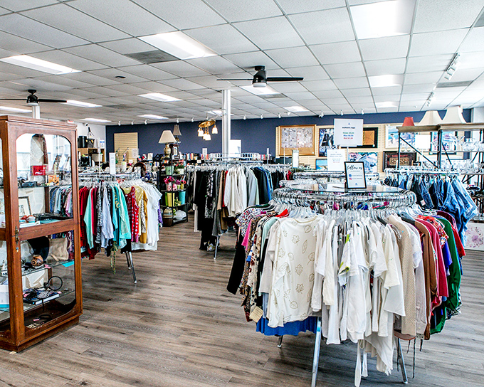 Racks of colorful clothing stretch into the distance, each item with its own story, waiting for the next chapter to begin.