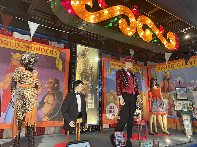 These vintage sideshow banners tell stories of performers who turned uniqueness into pure entertainment gold and artistry.