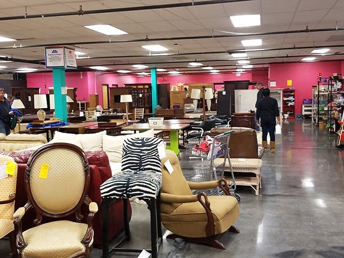 Where sofas find second chances and shoppers discover unexpected gems. The thrill of the hunt is palpable in every aisle.