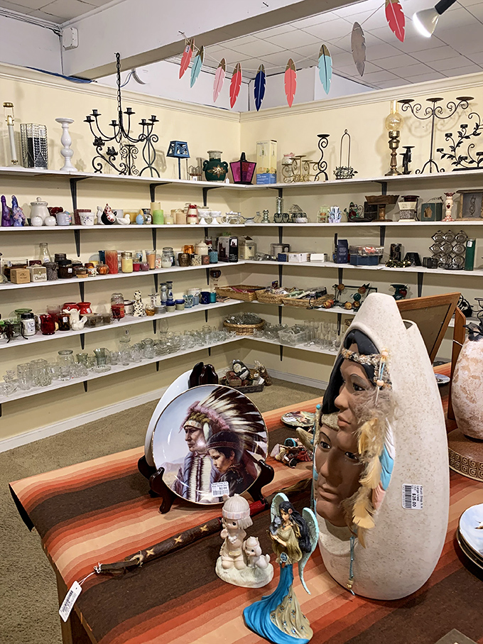 One person's decorative dust-collector is another's conversation piece. This shelf of curiosities could furnish an entire season of Antiques Roadshow.